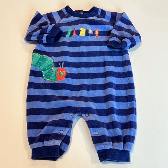 Carter's | One Pieces | Eric Carle 36m Velour Piece Blue Stripes | Poshmark